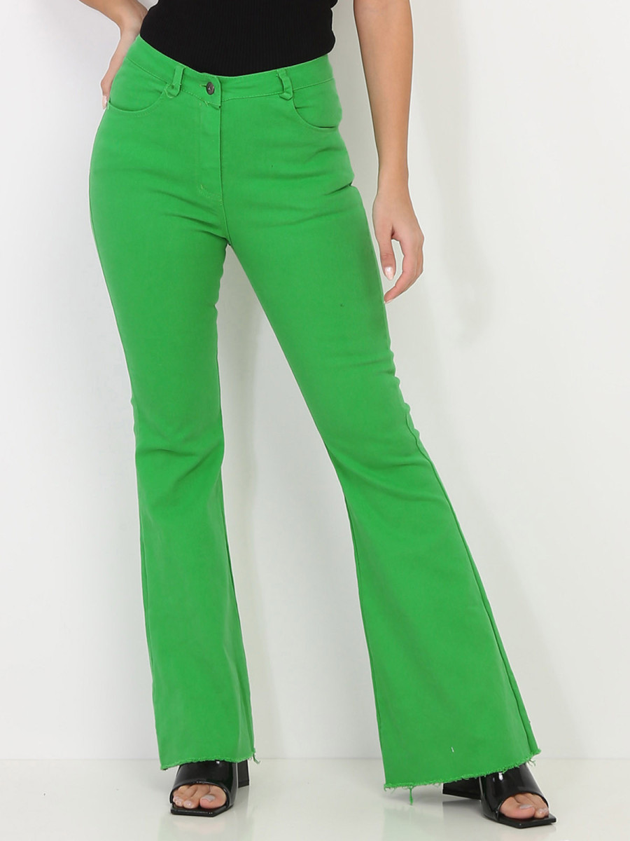 Jeans flare vert stretch
