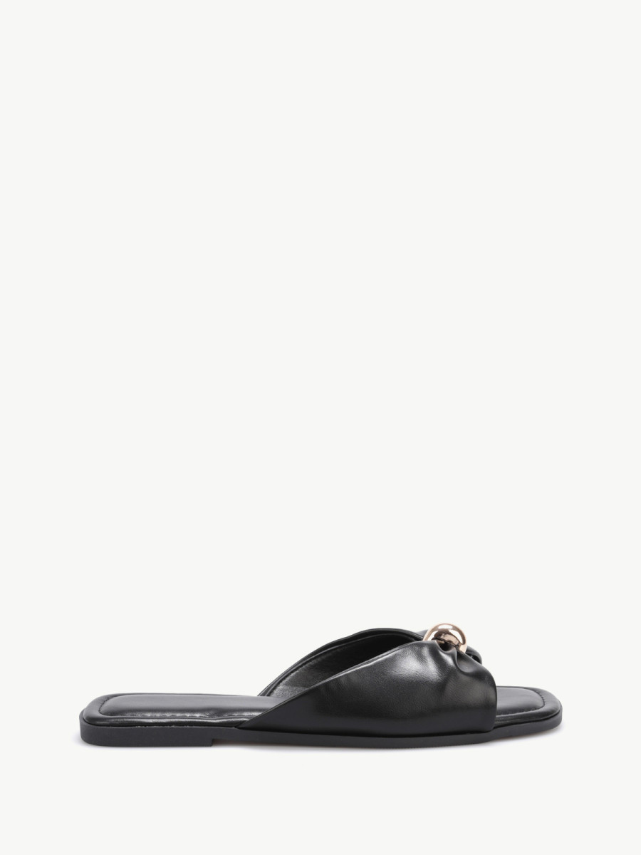 Mules à bride nœud en simili noires