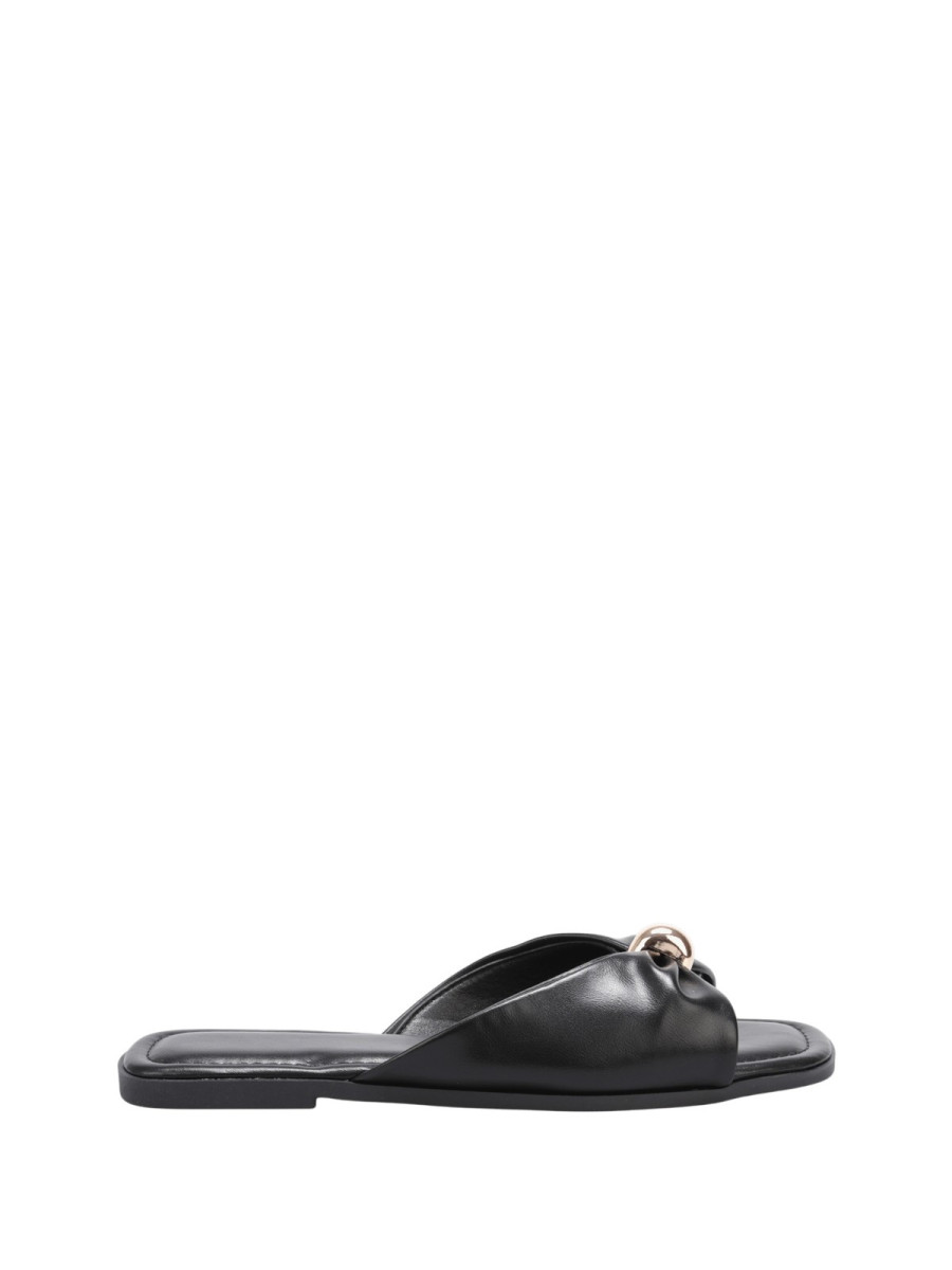 Mules à bride nœud en simili noires
