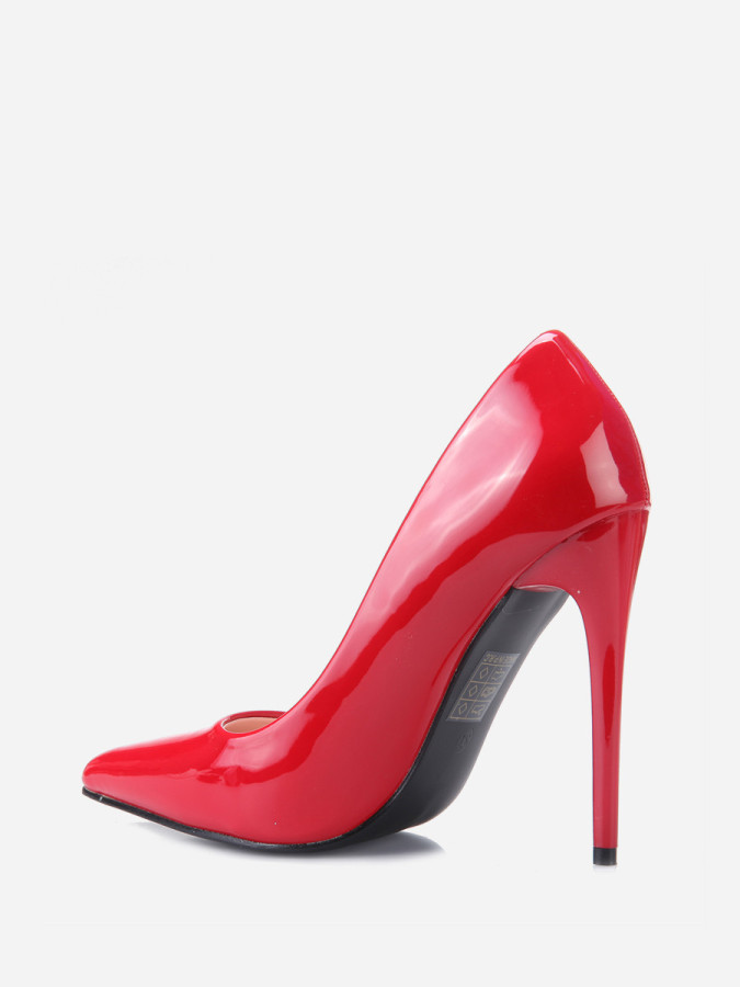 Stilettos en simili cuir verni rouge