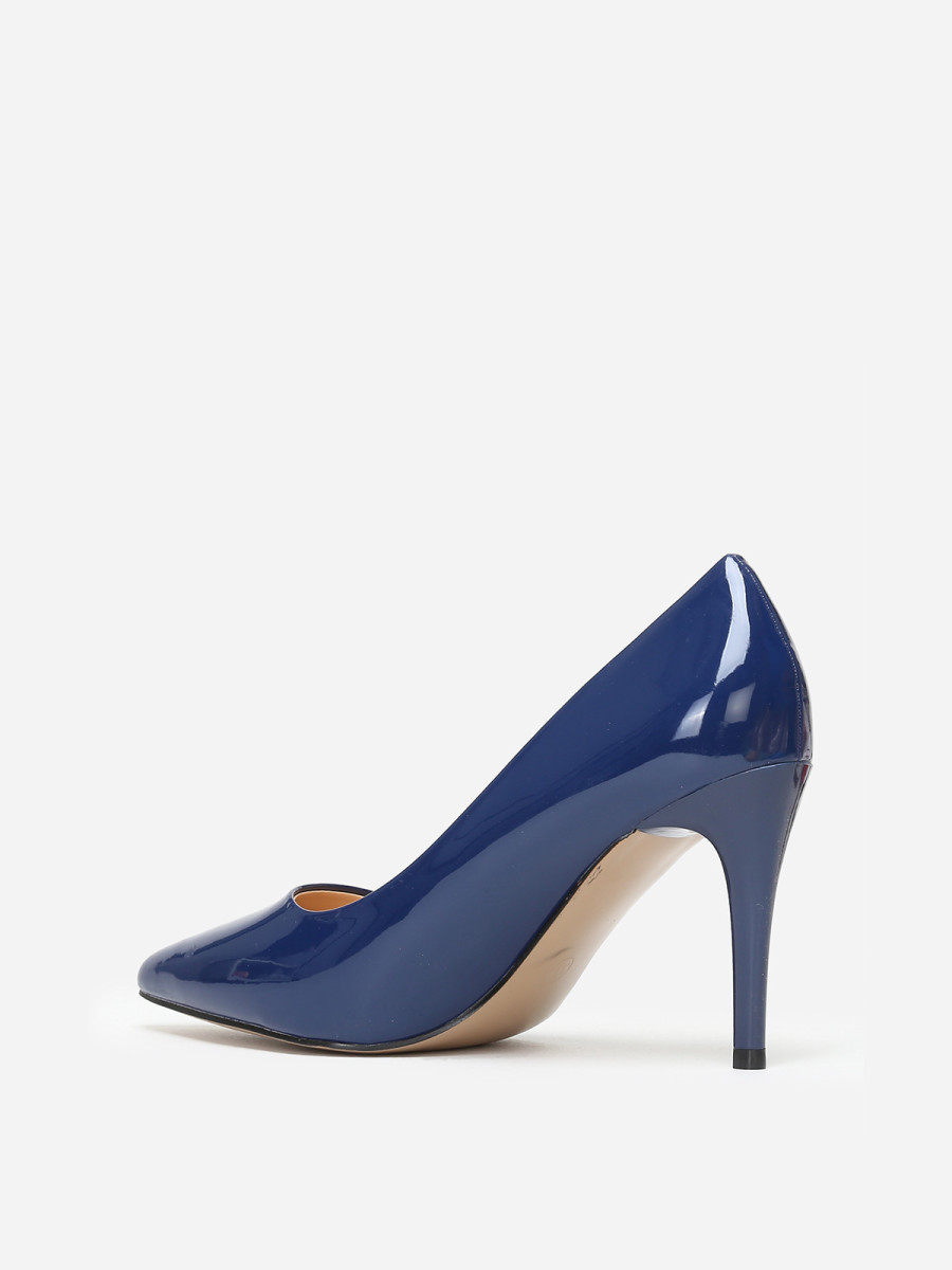 Escarpins bleu foncé vernis à talon aiguille